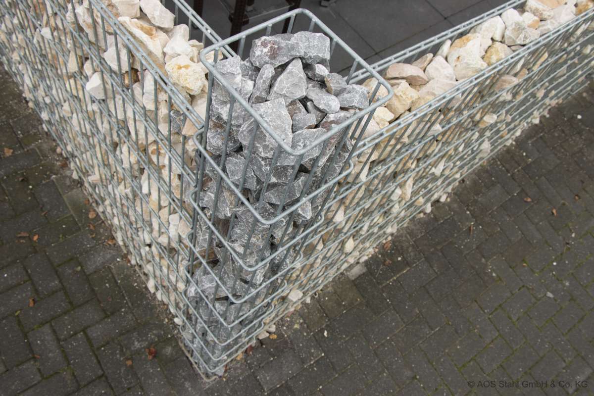 Gabionenzaun DSMS mit Gabionepfosten Typ RUBIN 27cm verzinkt zum ...